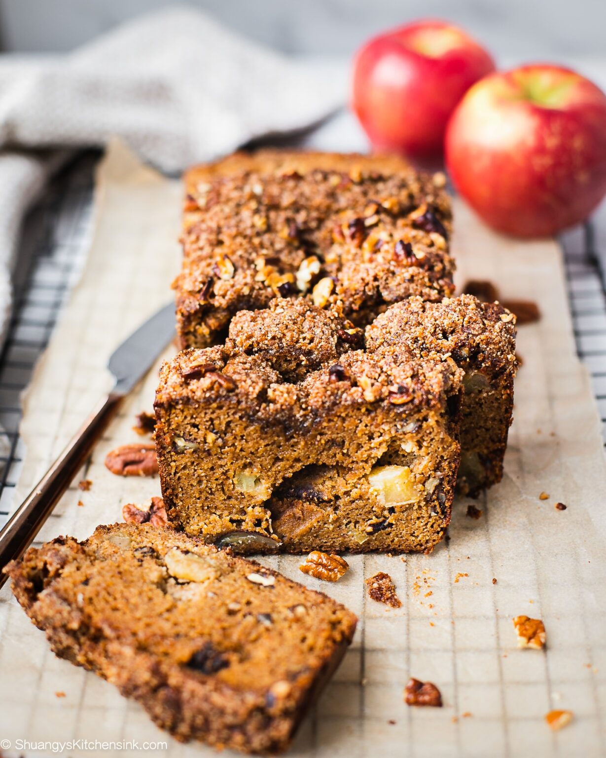 Soft & Moist Apple Bread {with Almond Flour} | Shuangy's Kitchensink