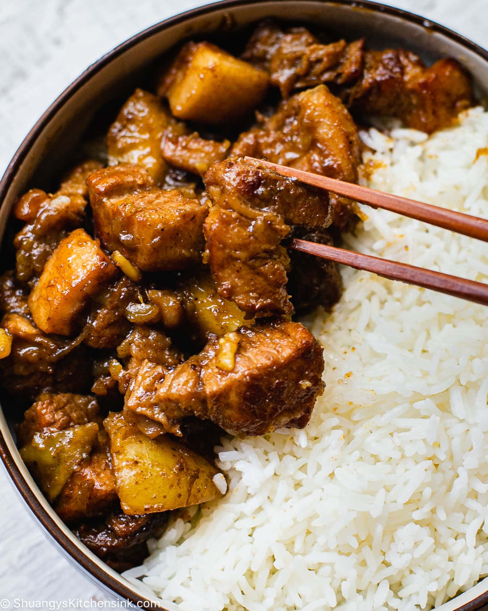 Chinese Braised Pork Belly {Hong Shao Rou} | Shuangy's Kitchen Sink