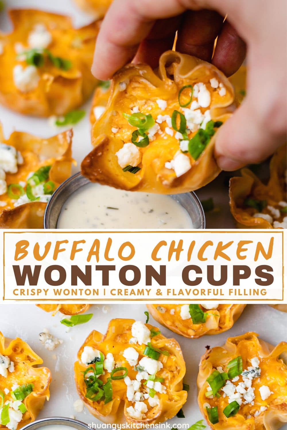 Buffalo Chicken Wonton Cups | Shuangy's Kitchensink