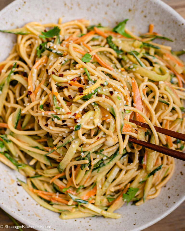 Asian Noodle Salad {with Creamy Sesame Sauce} | Shuangy's Kitchensink
