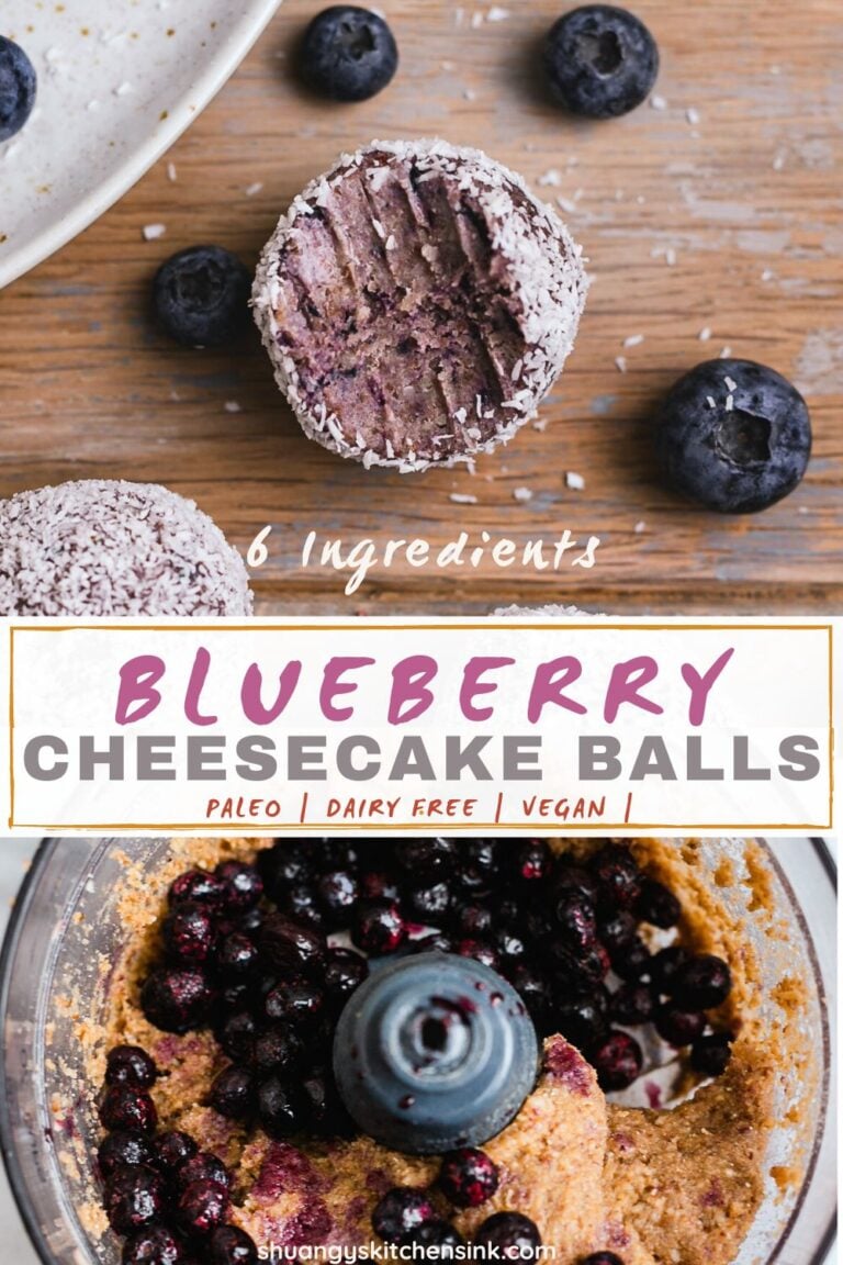 No Bake Blueberry Cheesecake Balls {6 Ingredients} | Shuangy's Kitchensink