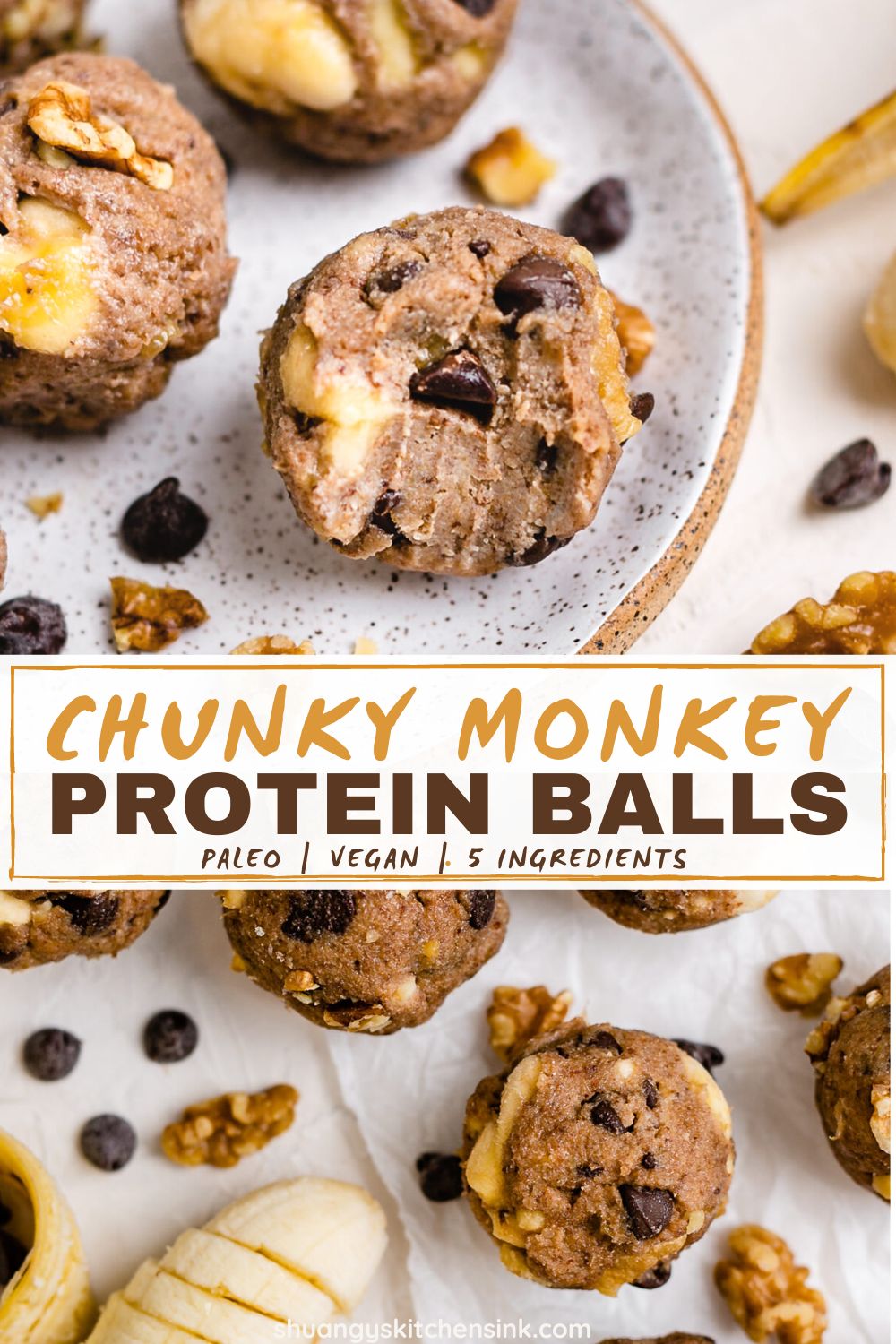 Chunky Monkey Protein Balls {5 Ingredients} | Shuangy's Kitchensink