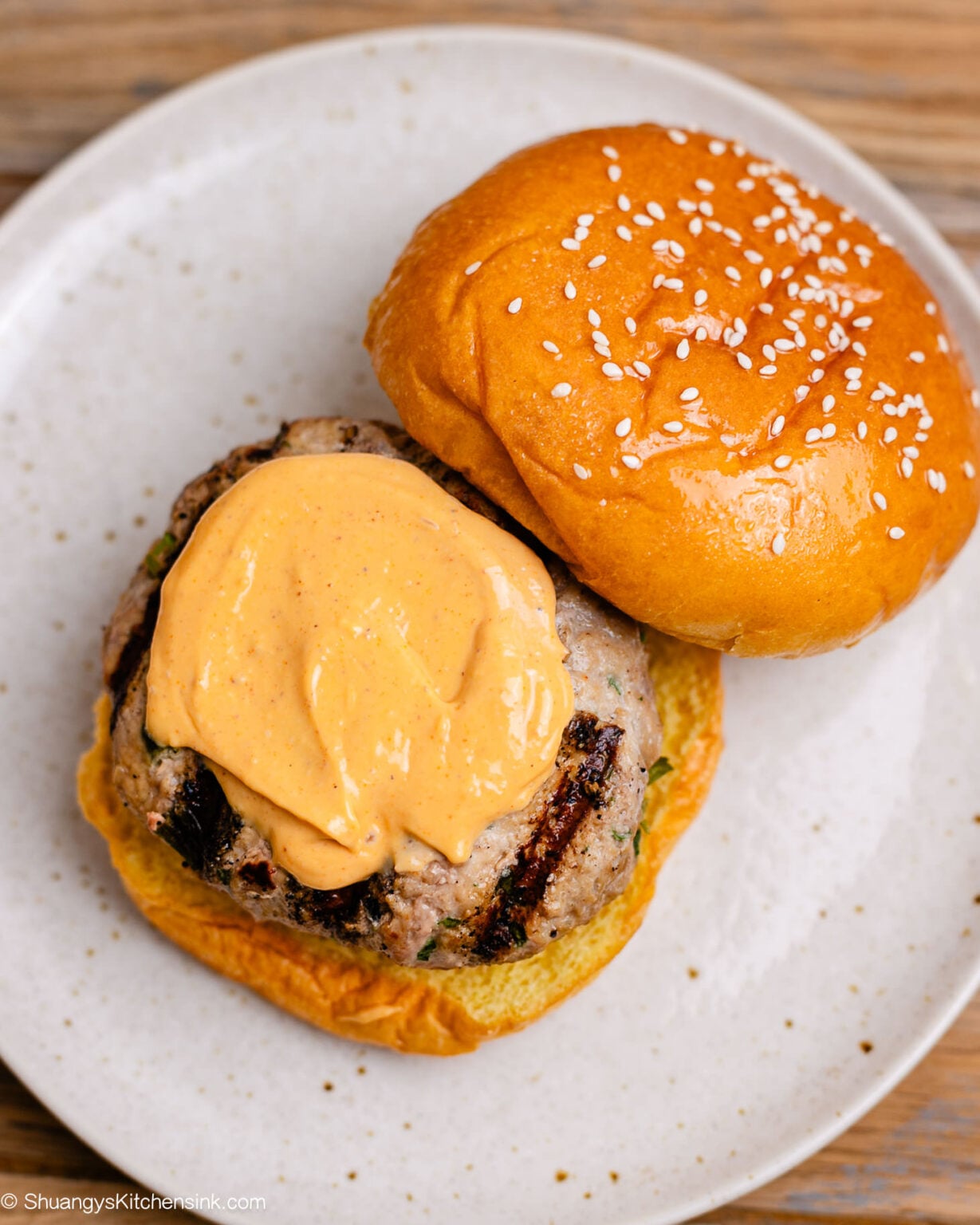 Asian Burger {with Ground Pork & Chicken} Shuangy's Kitchensink